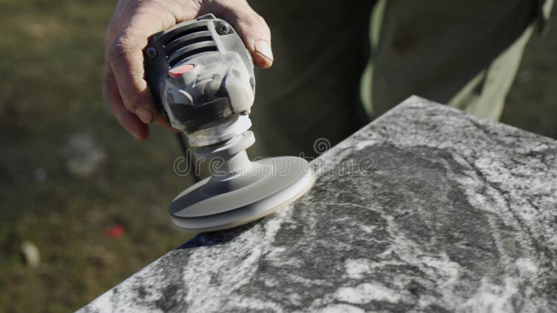 Grinding Granite Stone with a Grinder. Stock Footage - Video of disk ...