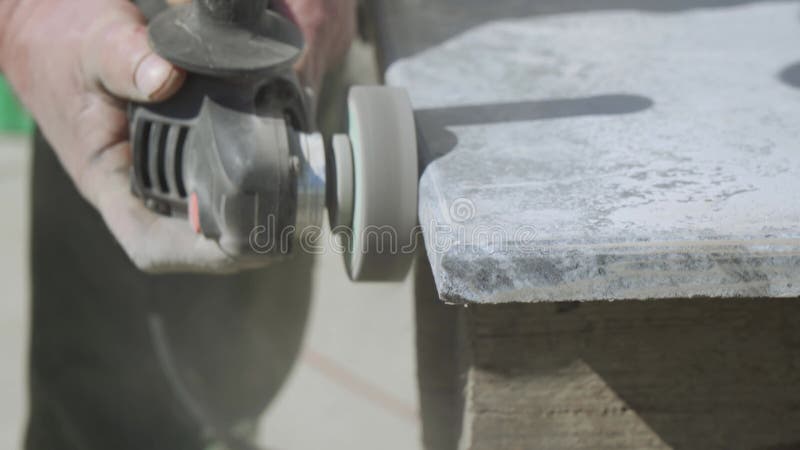 Grinding Granite Stone with a Grinder. Stock Video - Video of billhook ...