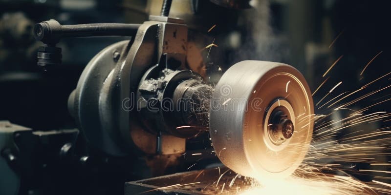 A Grinding Machine Emitting Sparks, Suitable for Industrial Concepts ...