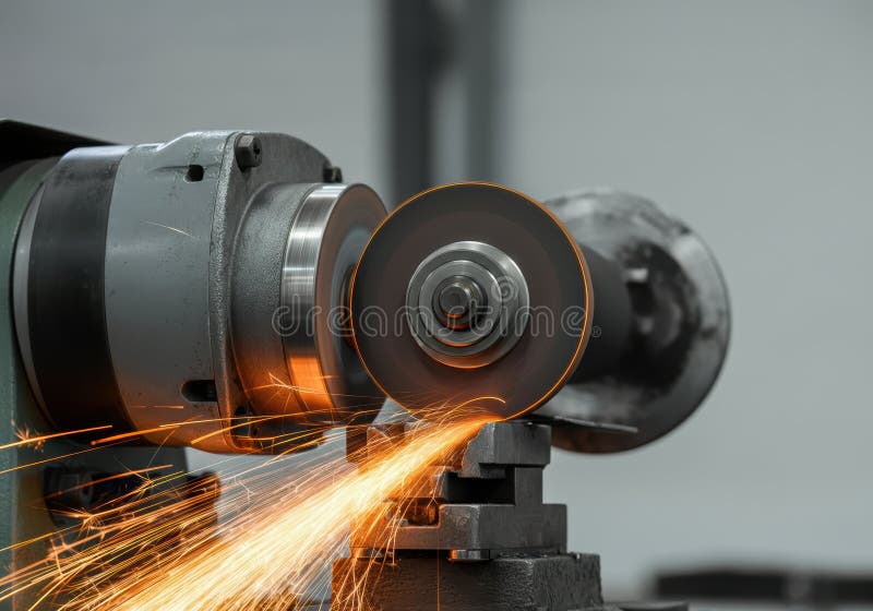 Grinding Machine Producing Sparks Metalworking Process Stock Photos ...