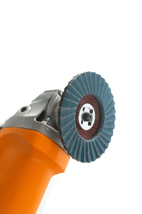 Grinding Machine with Sanding Flap Disc on White Stock Photo - Image of ...