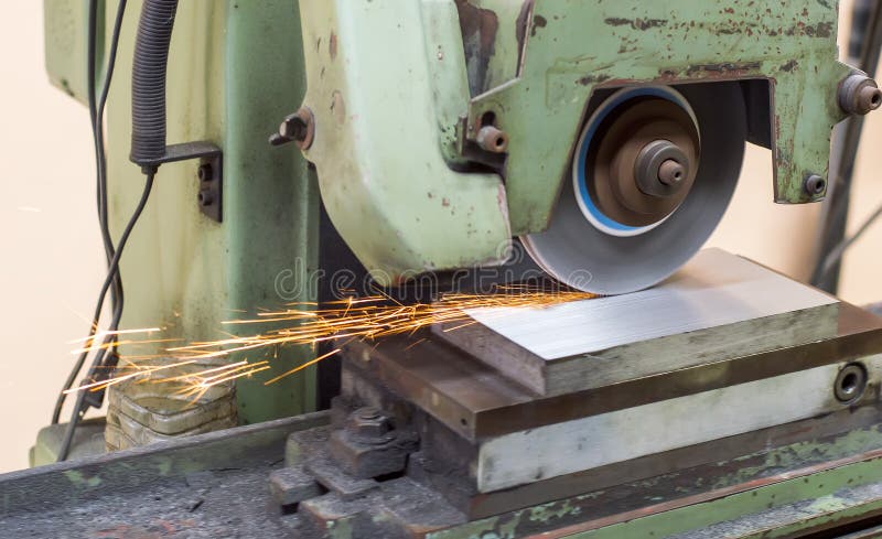 Grinding Machine on Work and Spark Stock Photo - Image of power ...
