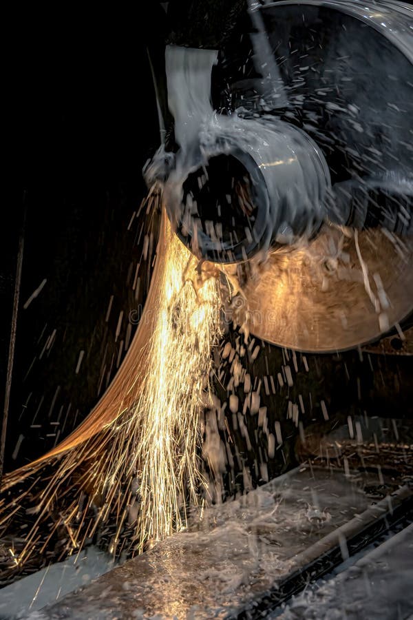 Grinding Metal on a Circular Grinding Machine with Water Cooling Stock ...