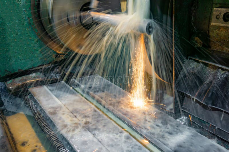 Grinding Metal with Cooling on a Circular Grinding Machine Stock Image ...