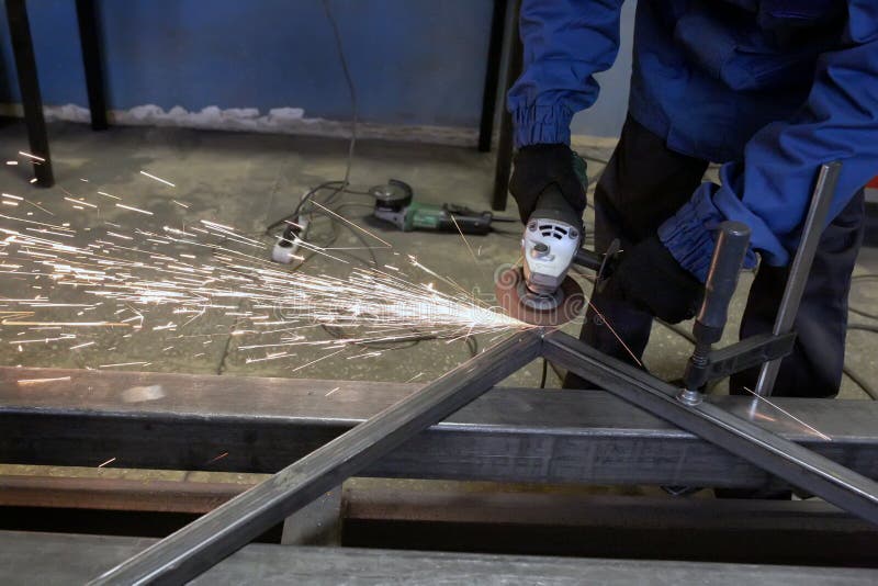 Grinding Metal. Grinding Wheel. Sparks are Flying Stock Image - Image ...