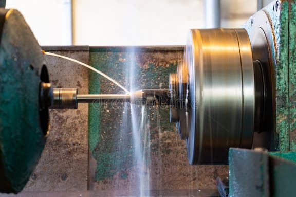 Grinding Parts on the Machine with Water. Side View. Stock Image ...