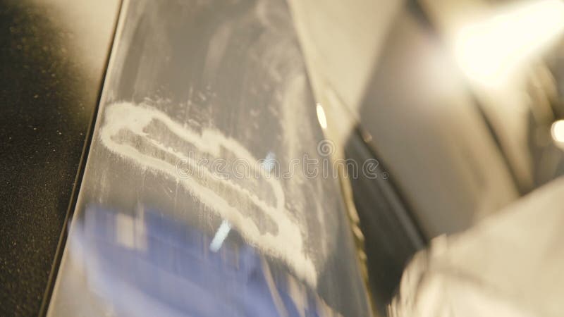 The Grinding Primered Car Surface with Grind Machine. 4K Stock Footage ...