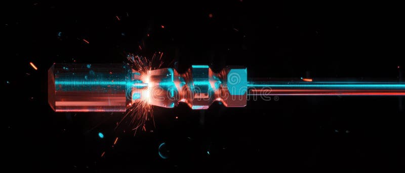 Grinding Sparks Fly Against a Black Background in a Metalworking ...