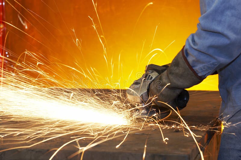 Grinding steel stock photo. Image of industry, sparks - 7635678