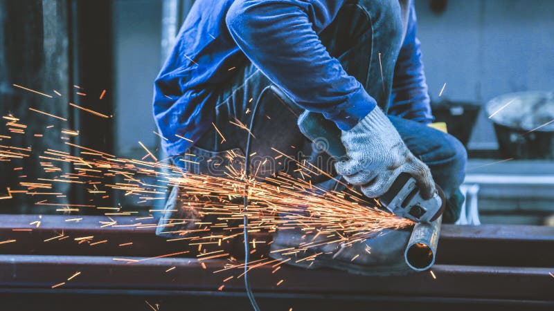 Grinding Steel and Steel Welding Stock Image - Image of manual, factory ...