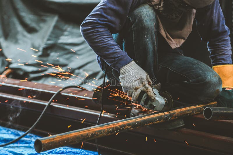 Grinding Steel and Steel Welding Stock Photo - Image of grind ...
