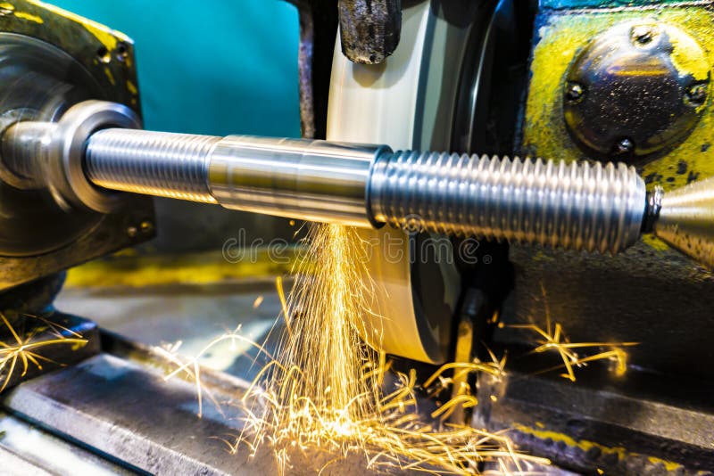 Grinding a Threaded Shaft on a Circular Grinding Machine with Sparks ...