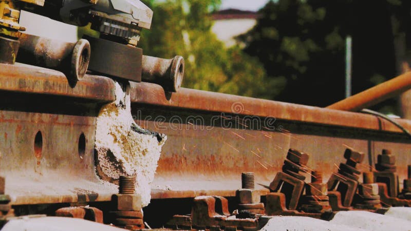 Grinding Wheel Method Railway of Train Stock Footage - Video of steel ...