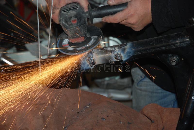Grinding work stock image. Image of welder, biker, fire - 91286105