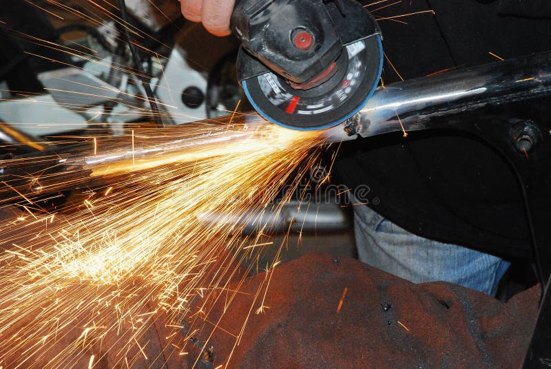 Grinding work stock photo. Image of iron, angle, welding - 91287376