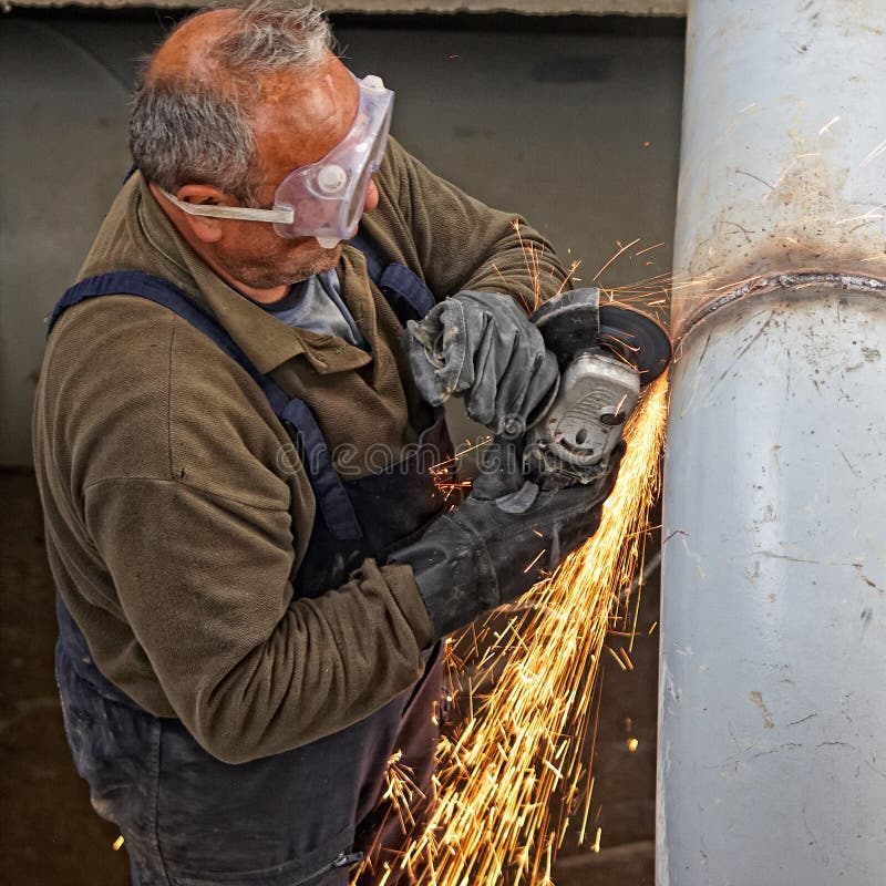 Worker Cutting Steel Pipe with Machine for Threading Stock Photo ...