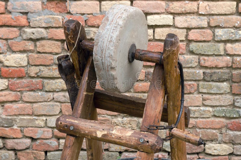 Detail of an Ancient Grindstone Stock Photo - Image of grinding ...