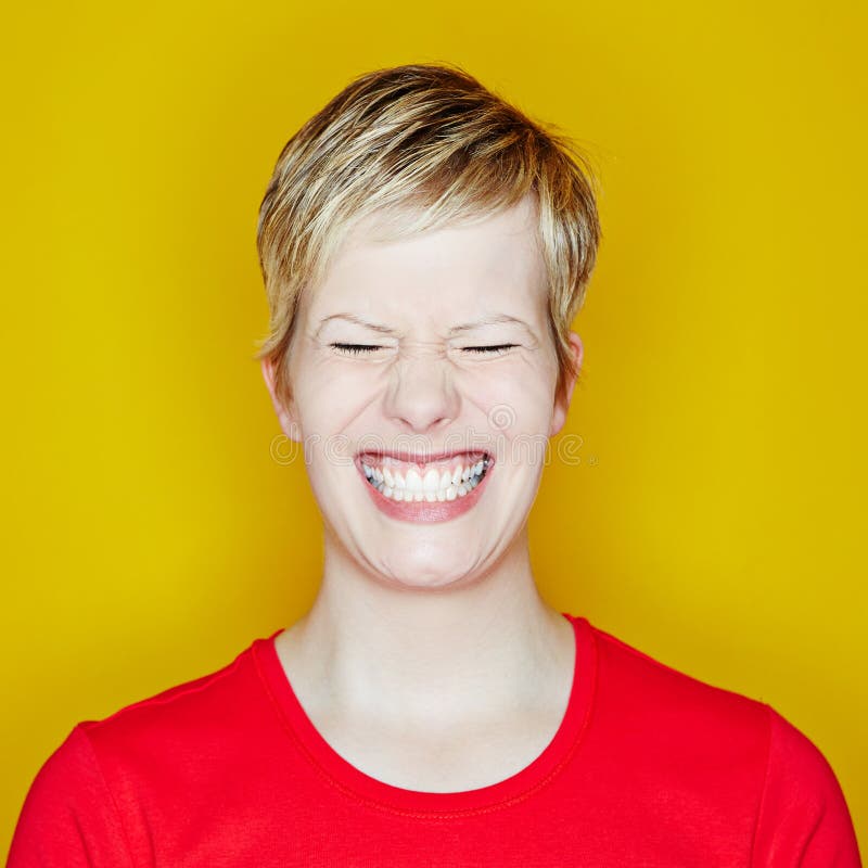 Grining young woman stock photo. Image of girl, close - 32354406