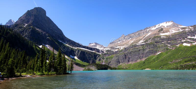 Grinnell lake stock image. Image of trees, panoramic - 28289041