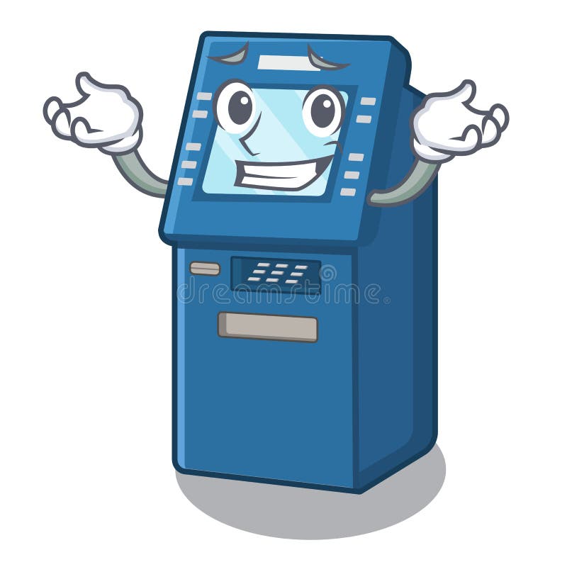 Grinning ATM Machine in the Cartoon Shape Stock Vector - Illustration ...
