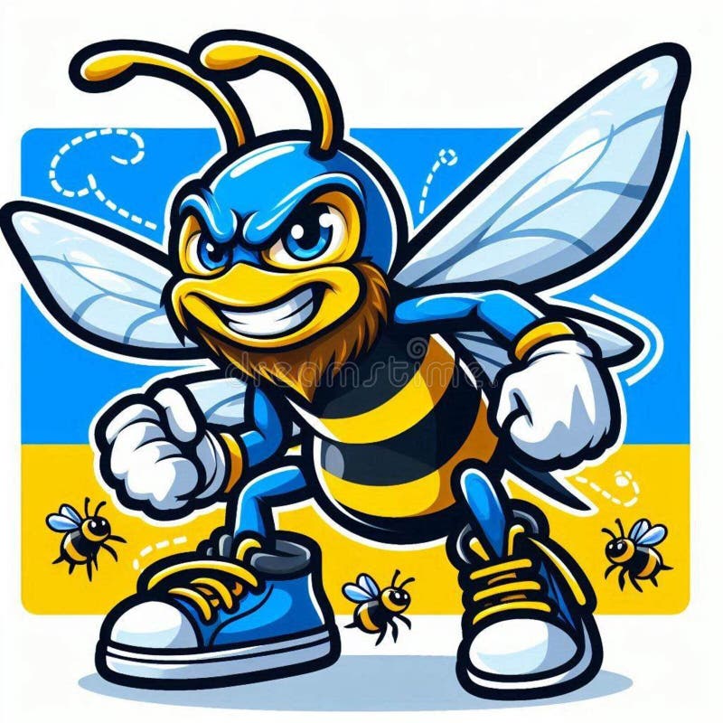 Grinning Bee with Ukraine Flag Colours Illustration Stock Illustration ...