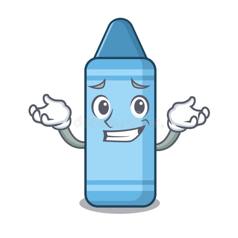 Grinning Blue Crayon in the Cartoon Column Stock Vector - Illustration ...