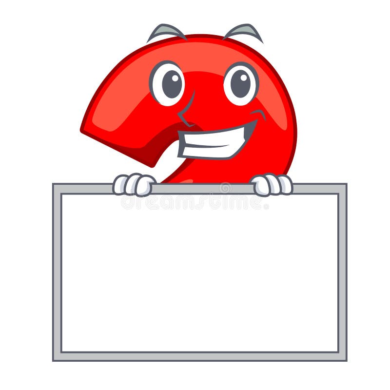 Grinning with Board Cartoon Paper Number Two on Letter Stock Vector ...