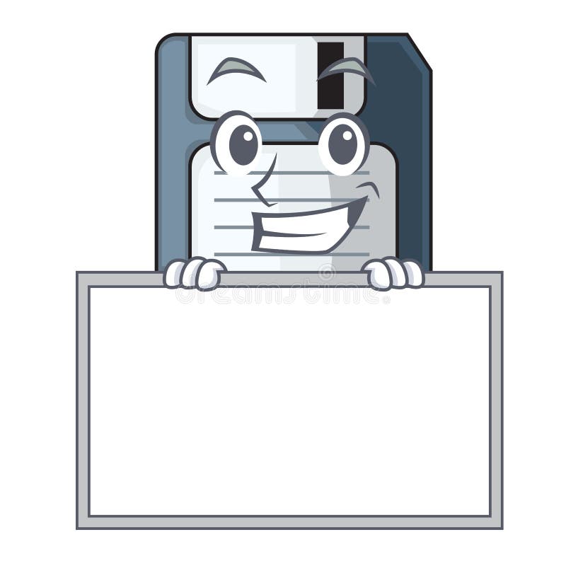 Grinning with Board Cartoon Shape in the Floppy Disk Stock Vector ...