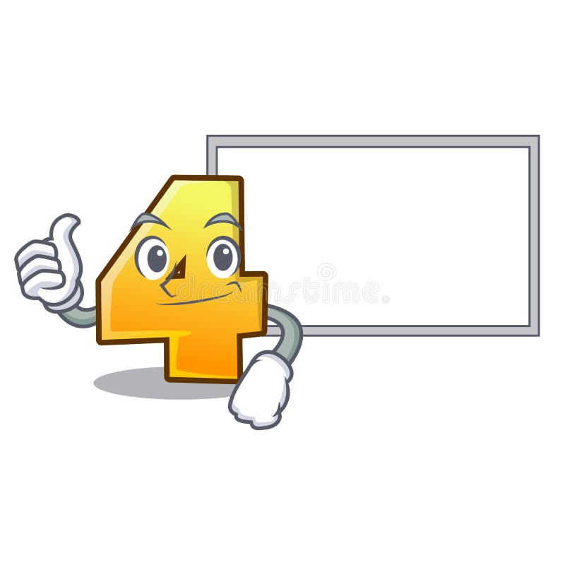 Grinning with Board Character Number Four on the Wall Stock Vector ...