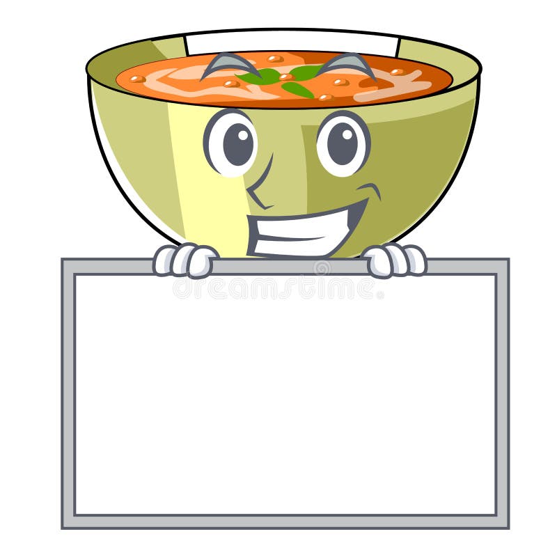 Grinning with Board Lentil Soup in a Mascot Bowl Stock Vector ...