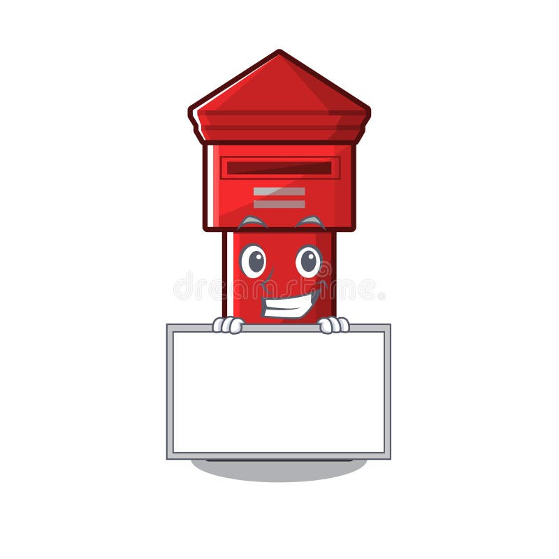 Grinning with Board Pillar Box Isolated with the Cartoon Stock Vector ...
