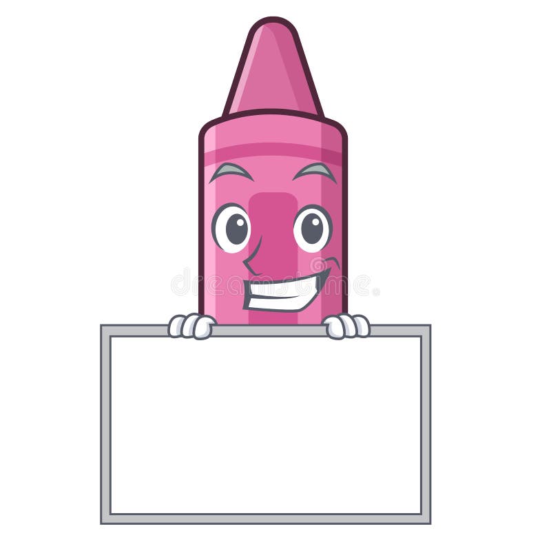 Grinning with Board Pink Crayon Isolated in the Mascot Stock Vector ...