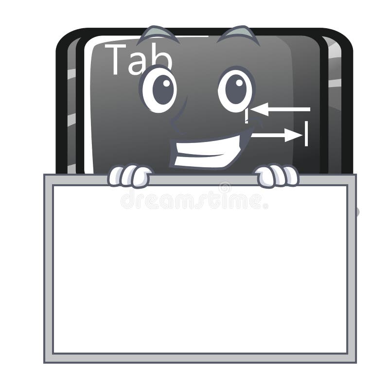 Grinning with Board Tab Button Installed on Computer Character Stock ...