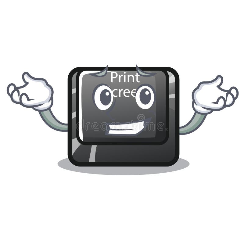 Grinning Button Print Screen in Shape Mascot Stock Vector ...
