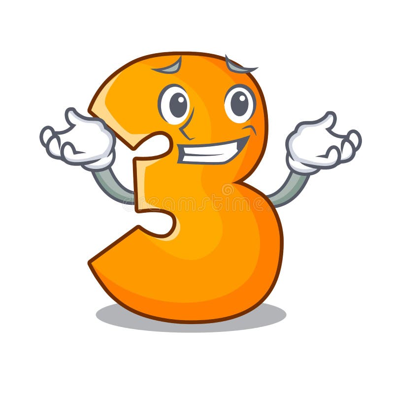 Grinning Cartoon Number Three on the Wall Stock Vector - Illustration ...