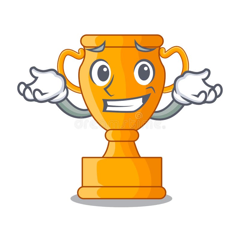 Grinning Cartoon Trophy Cup with Star on Cyan Stock Vector ...