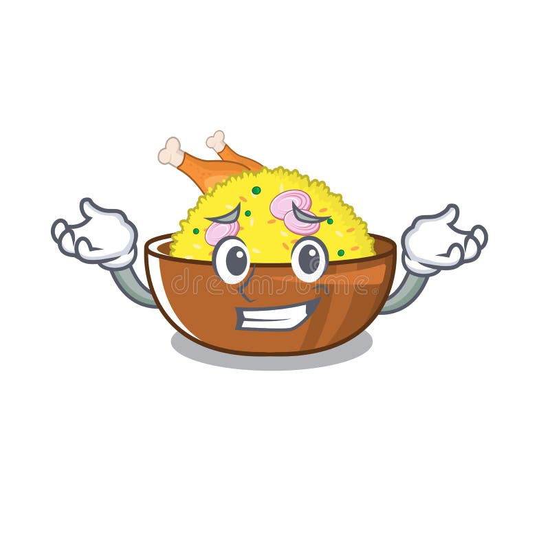 Grinning Chicken Biryani Cooked in Character Skillet Stock Vector ...