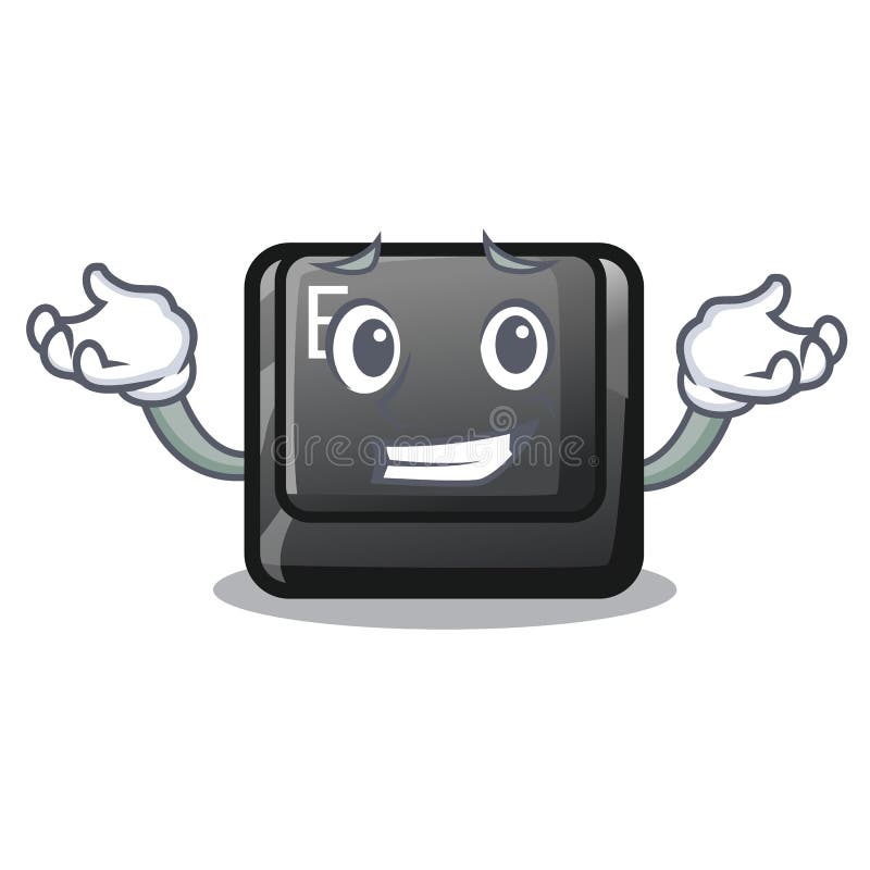 Grinning E Button Attached To Cartoon Keyboard Stock Vector ...
