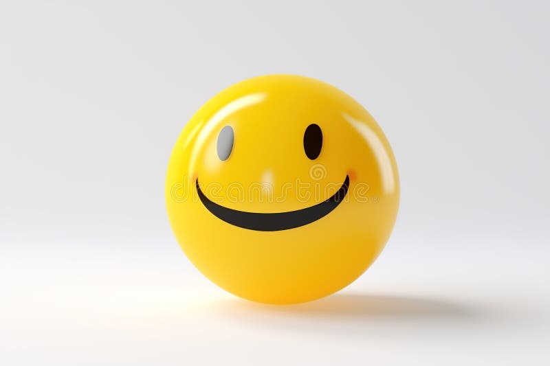 A Grinning Emoji Created in 3D, Set Against a Softly Blurred White ...