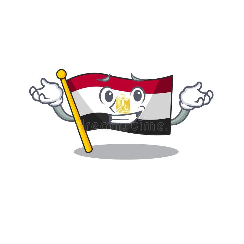 Grinning Flag Egyptian Flown on Cartoon Pole Stock Vector ...