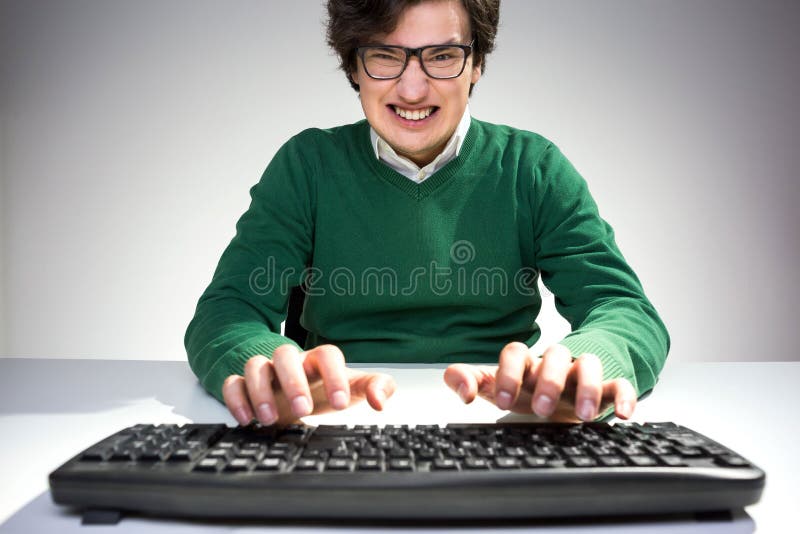 Grinning Man Using Keyboard Stock Photos - Free & Royalty-Free Stock ...