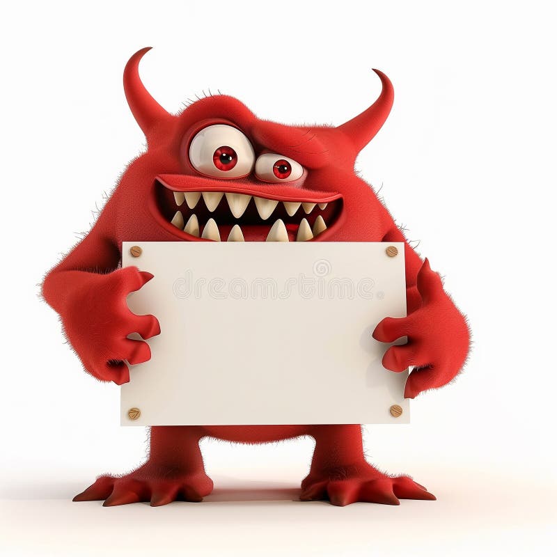 A Grinning Red Coronavirus Creature Holding an Empty Piece of Paper ...