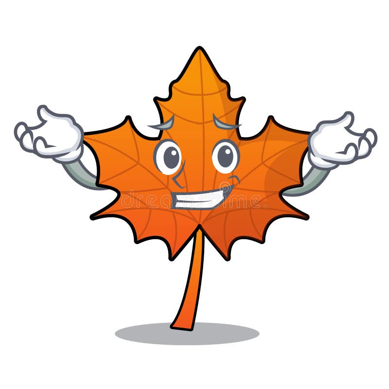 Grinning Red Maple Leaf Character Cartoon Stock Vector - Illustration ...