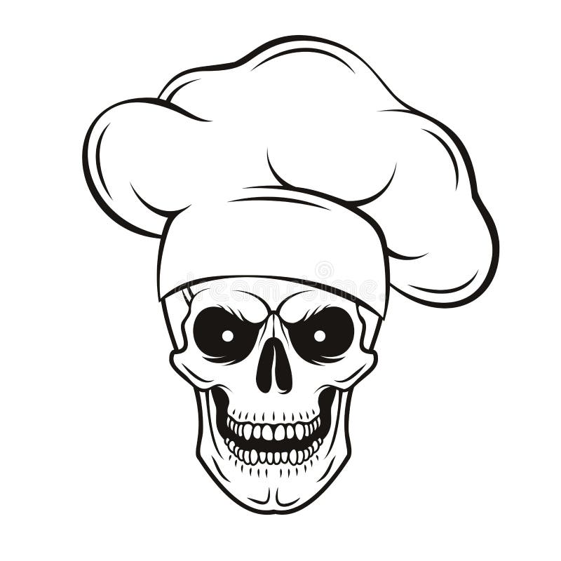 Grinning Skull in Chef Hat. Cartoon Chef Skull Stock Vector ...
