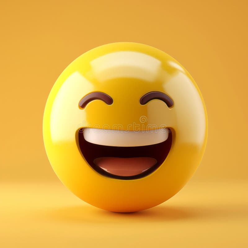 Grinning or Smiling Yellow Emoji 3d Style Stock Image - Image of ...