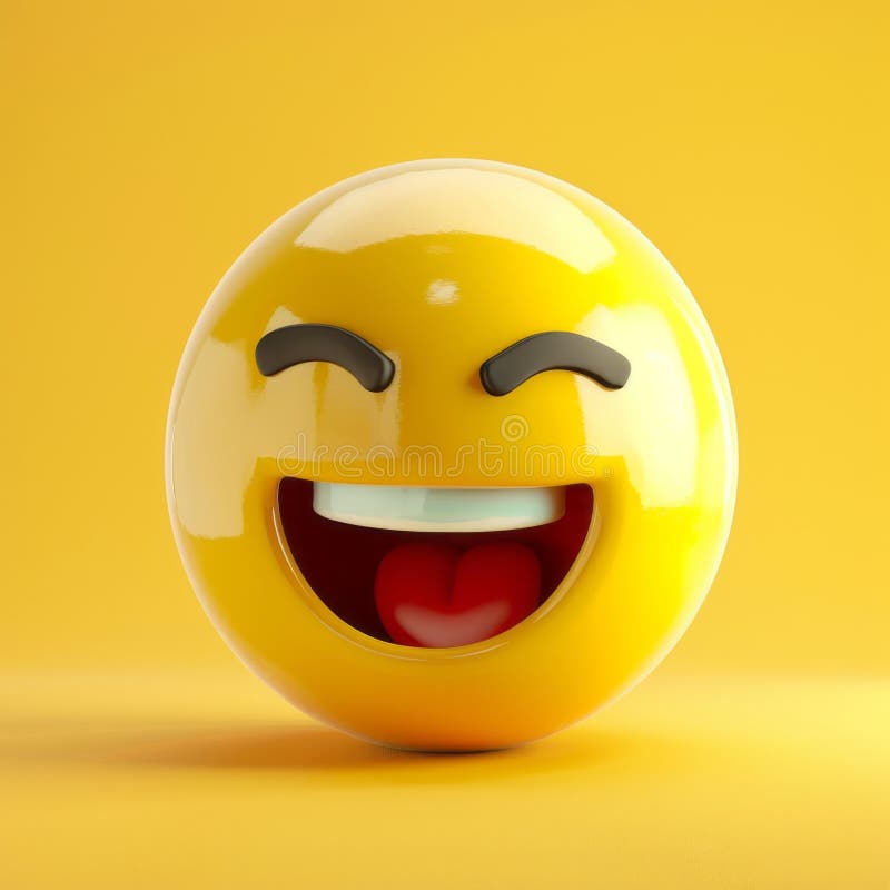 Grinning or Smiling Yellow Emoji 3d Style Stock Image - Image of happy ...