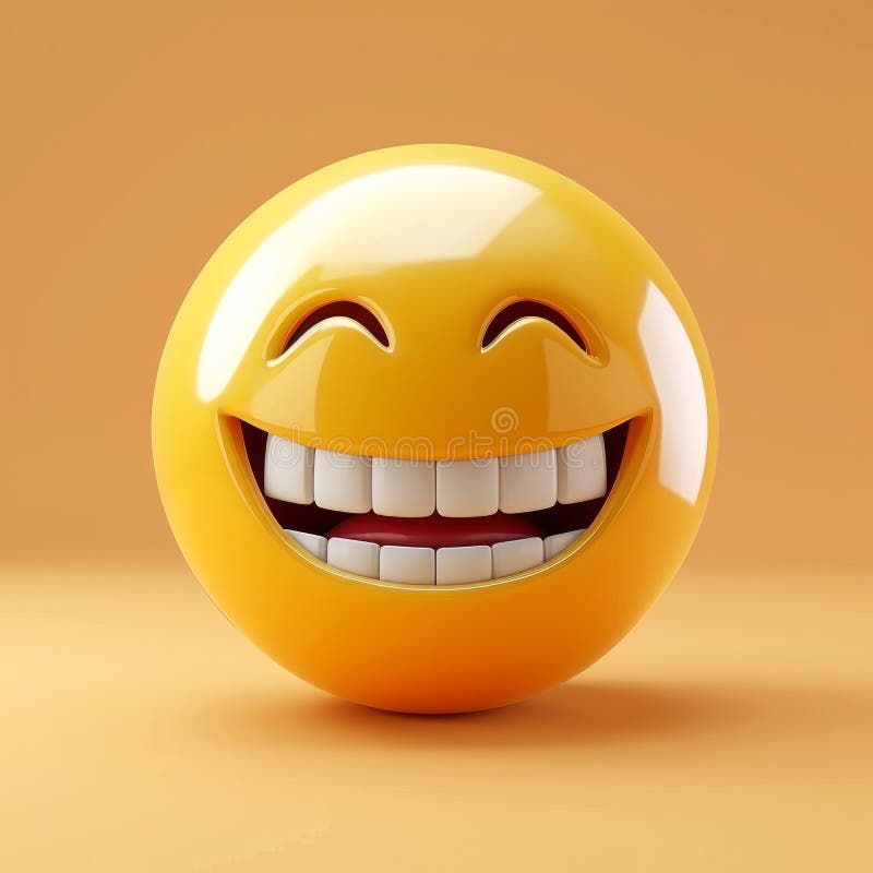 Grinning or Smiling Yellow Emoji 3d Style Stock Image - Image of ...