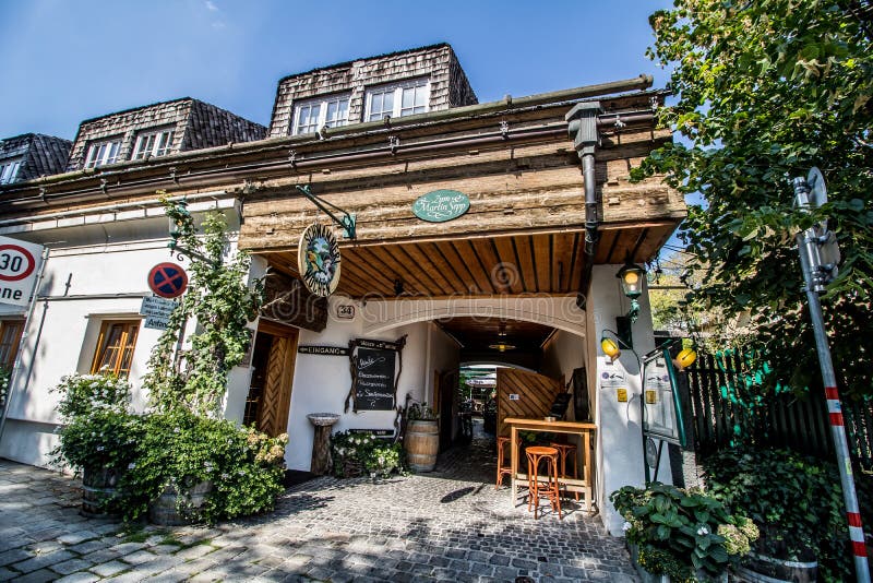 View To Center of Grinzing in Vienna in Early Morning with Nearly Empty ...