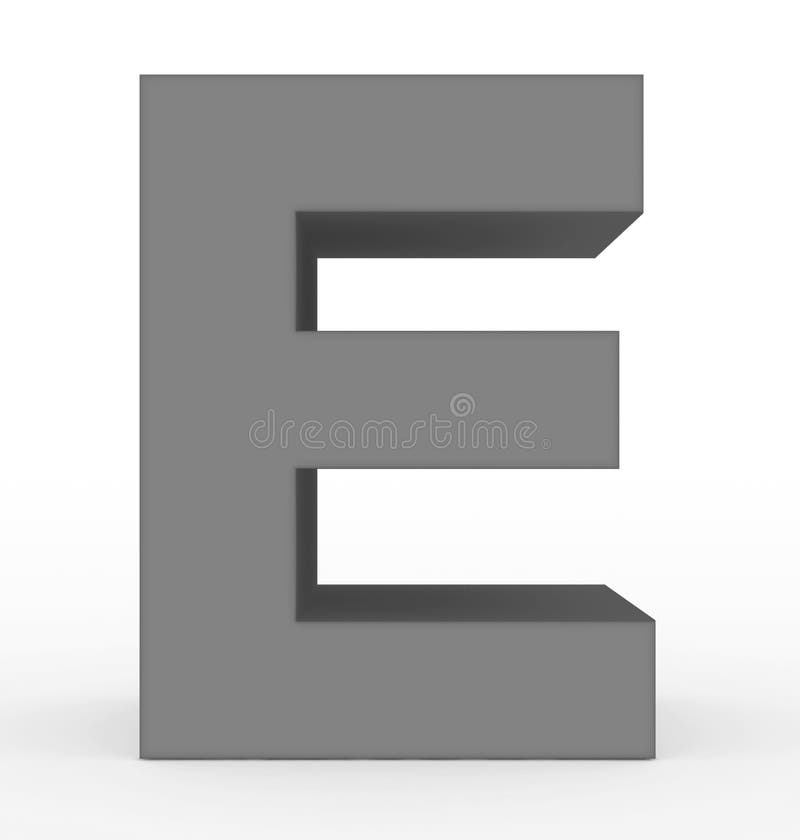 Gris De La Letra E 3d Aislado En Blanco Stock de ilustración ...