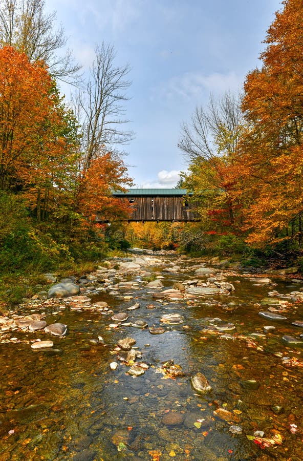 Grist Mill Covered Bridge - Vermont Stock Photo - Image of scenic ...
